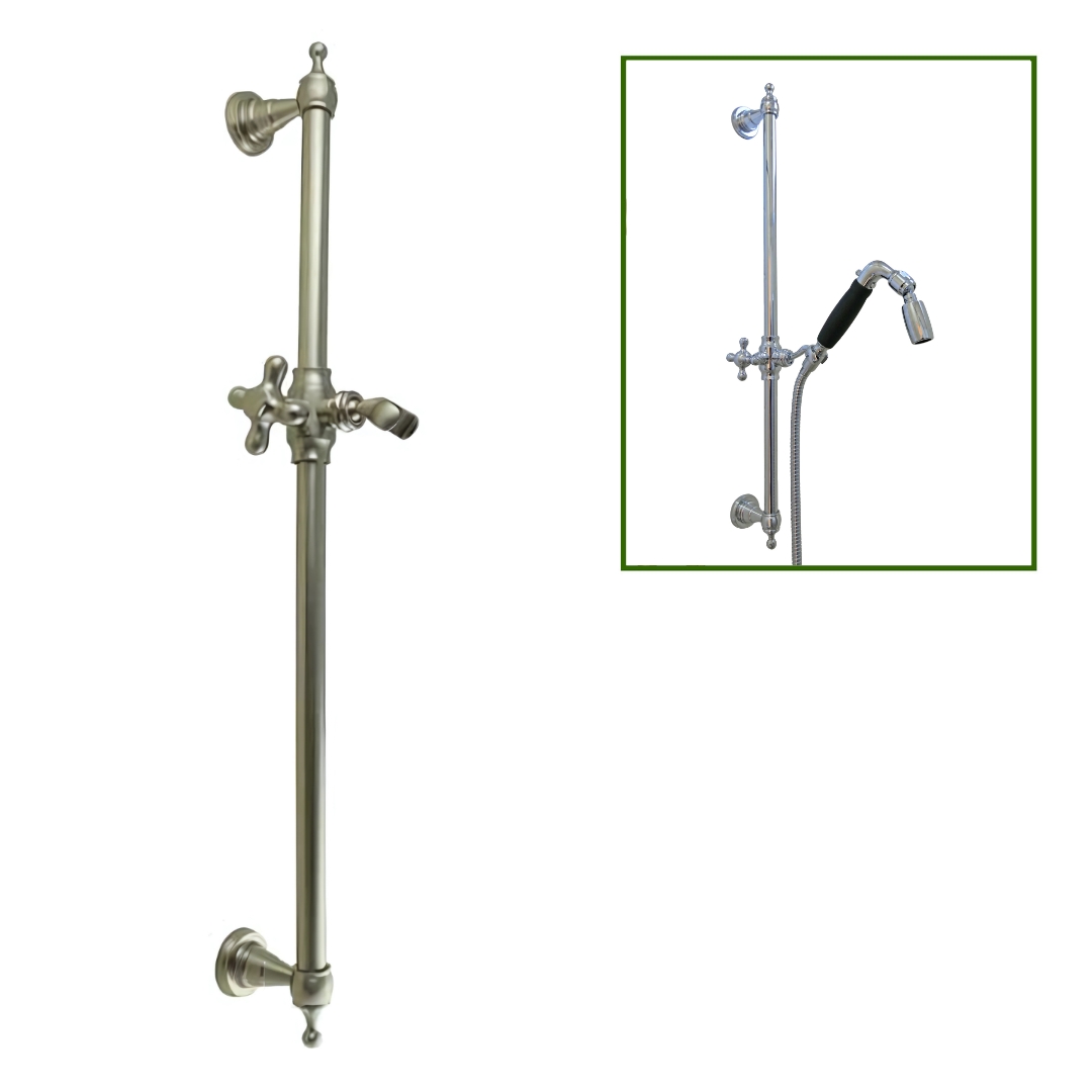 28-Inch Brass ADA Slide Bar with Holder Brushed Nickel Finish - High ...