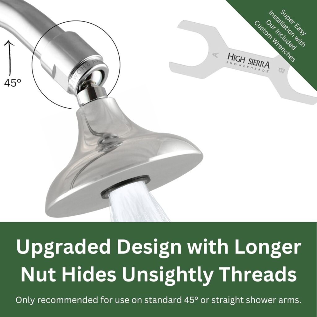 HALF DOME® Rain Shower Head with Long Nut - Chrome - No Trickle Valve ...