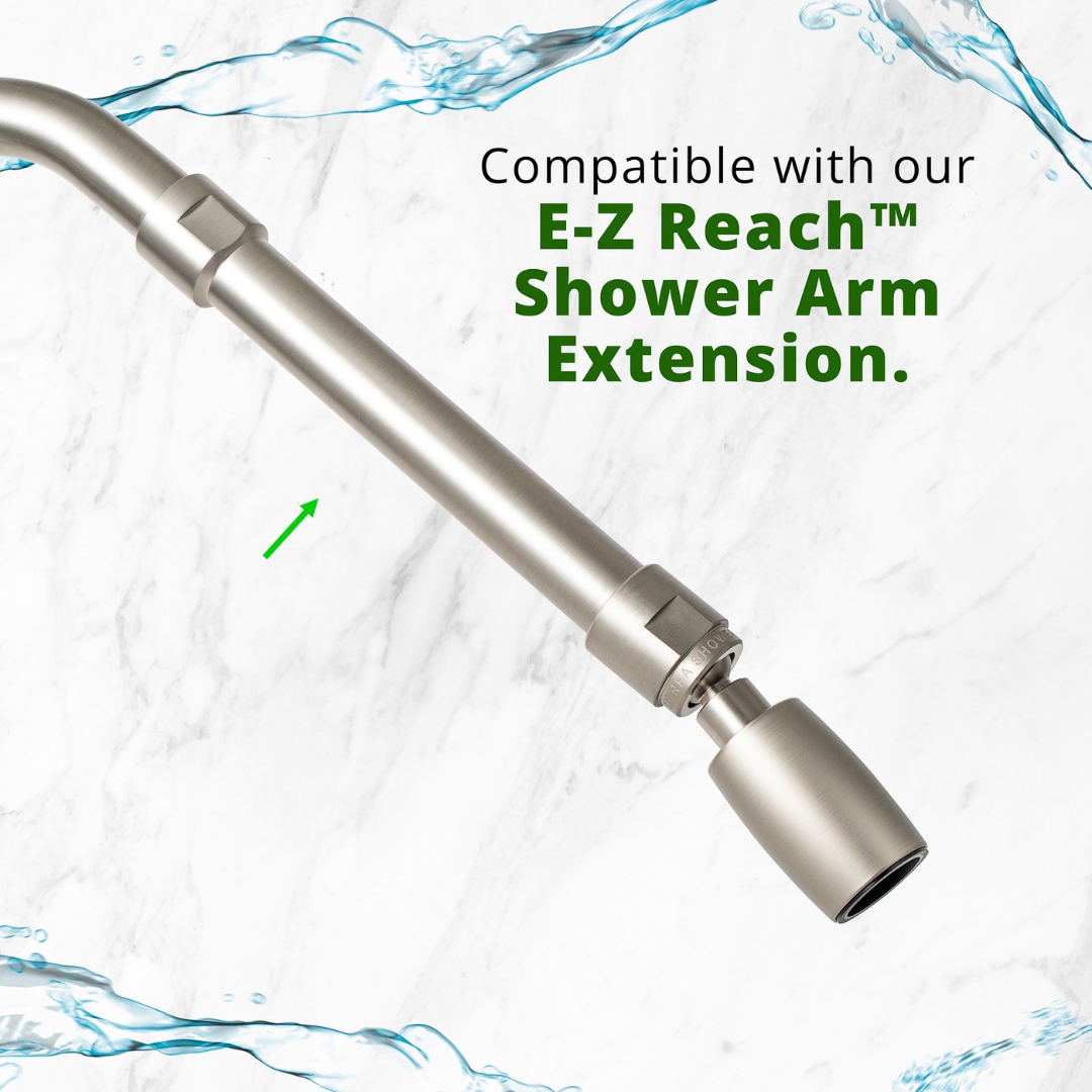Classic™ Fixed Shower Head with Long Nut - Brushed Nickel - No Trickle ...